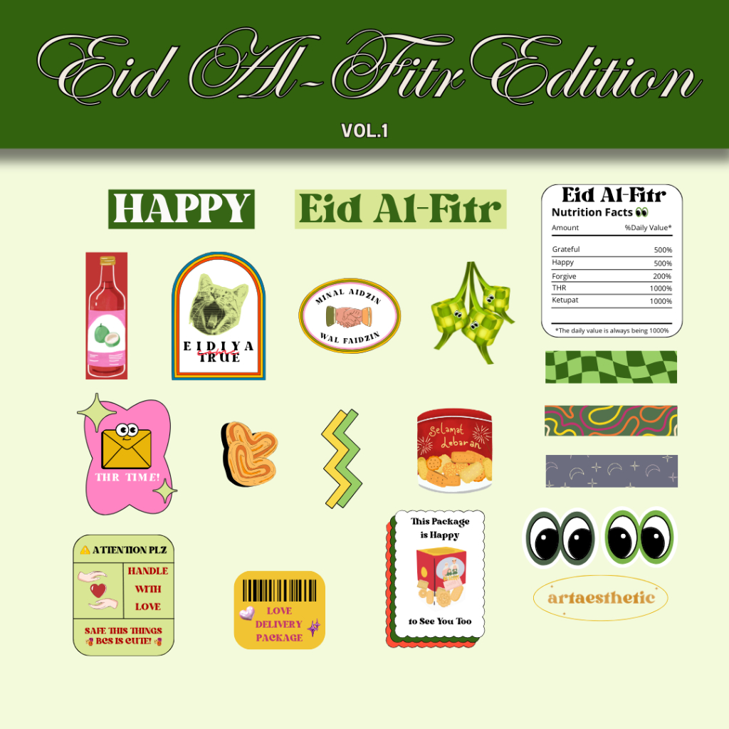 Jual [vol.1] Sticker Sheet | Eid Al-Fitr Sticker | Stiker Hari Raya ...