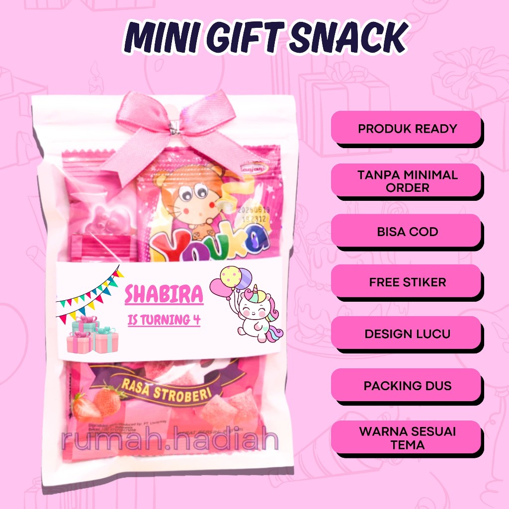 Jual Mini Gift Snack Tema Pink / Mini Hampers / Mini Gift Ulang Tahun ...