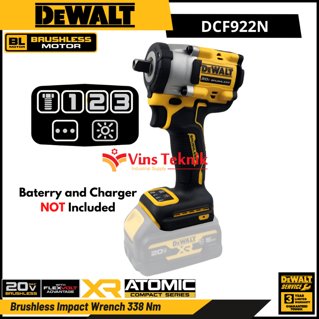 Jual DEWALT DCF922N Mesin Pembuka Baut Baterai Cordless Brushless ...