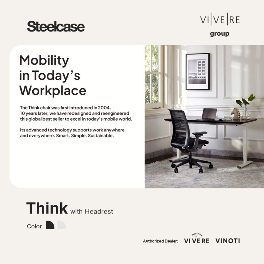 Jual STEELCASE THINK TASK CHAIR 3D KNIT + HEADREST KURSI KERJA/KANTOR ...