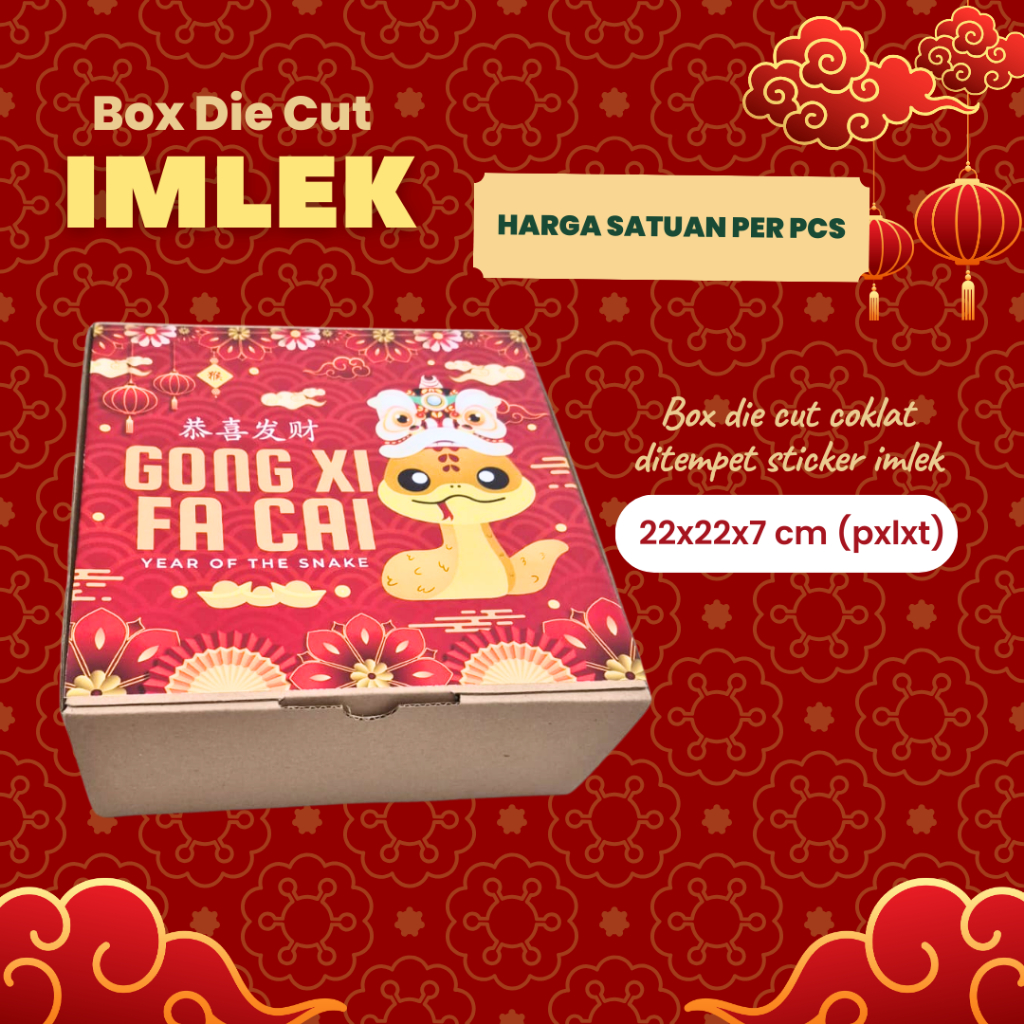 Jual Box Imlek Ular 2025 Box Kue Lapis CNY Dus Kue Imlek 22x22x7cm dan ...