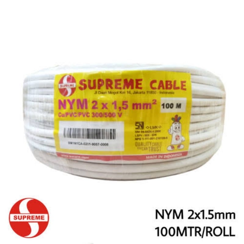 Jual kabel listrik supreme NYM 2x1,5 @100m | Shopee Indonesia