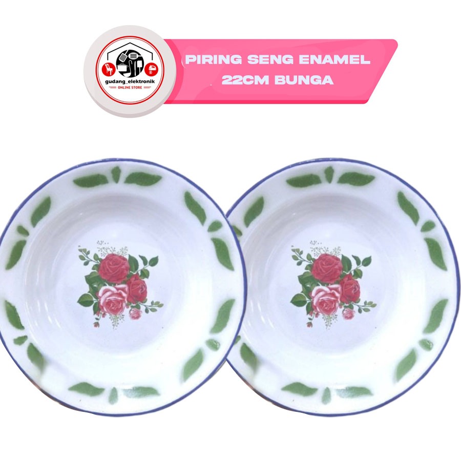 Jual Piring Seng Enamel 22CM Bunga | Shopee Indonesia