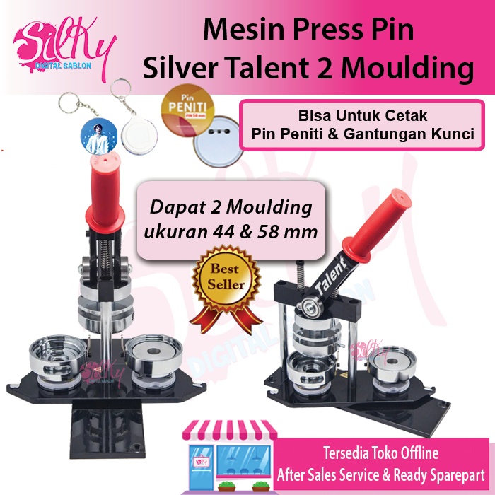 Jual Mesin Press Pin Silver Talent Original 2 Moulding 44&58 MM | Moul ...