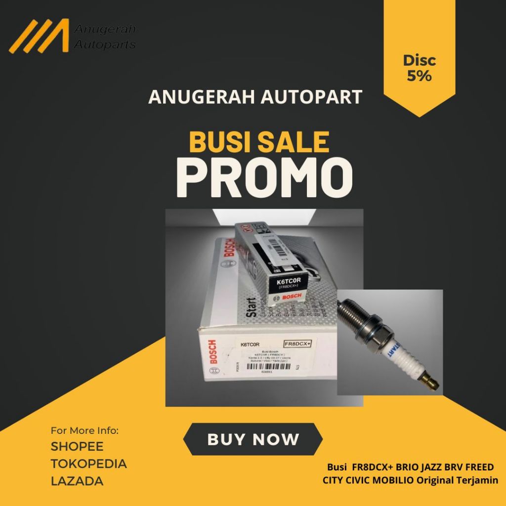 Jual Busi Bosch FR8DCX+ BRIO JAZZ BRV FREED CITY CIVIC MOBILIO Original ...