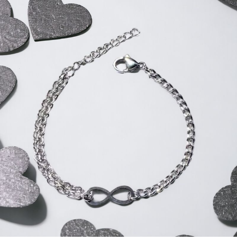 Jual Gelang Rantai Titanium Stainless Steel Infinity Love Model Casual ...