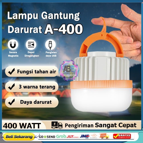 Jual Lampu Emergency 400wat Lampu Gantung Camping lamp Superterang+Magnet Charger USB C PROMO ...