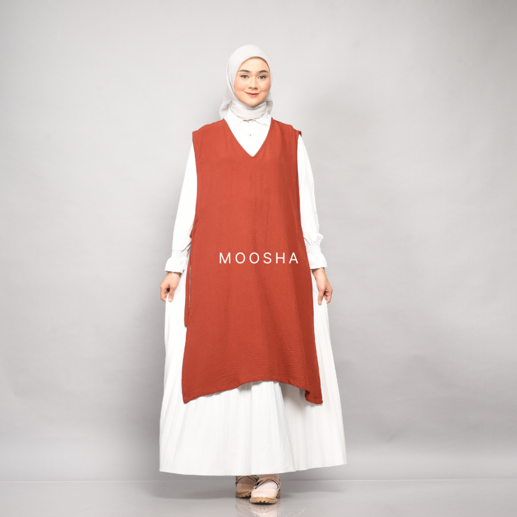 Jual MOOSHA 461 Long Outer Vest Sleveless Crinkle Airflow | Shopee ...