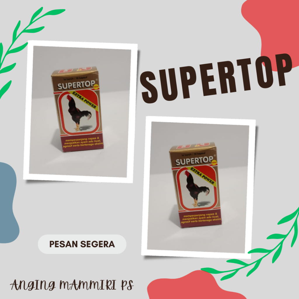 Jual SUPERTOP (10 KAPSUL - Memperpanjang napas & menjadikan ayam adu kuat) | Shopee Indonesia