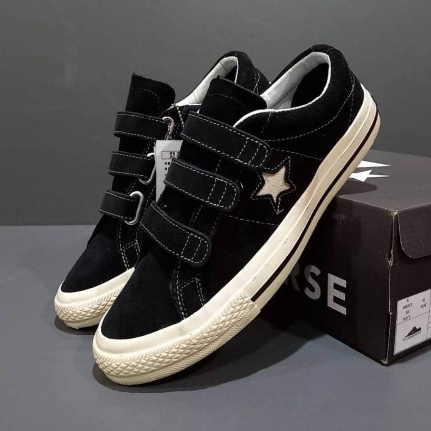Jual SEPATU SNEAKERS PRIA CONVERSE ONE STAR VELCRO BLACK WHITE PREMIUM ...