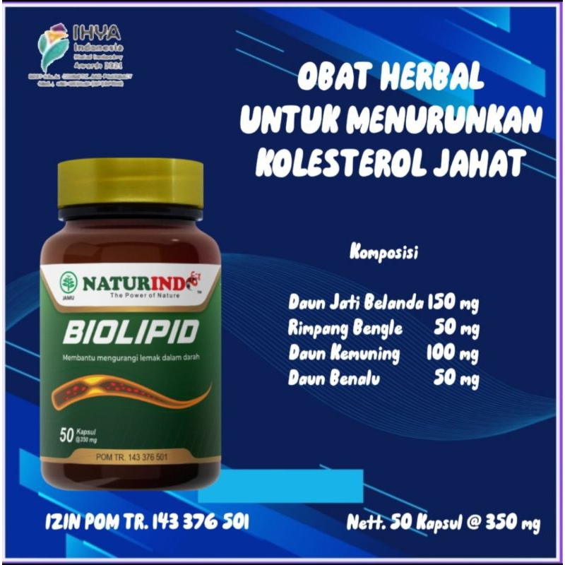 Jual BIOLIPID NATURINDO solusi herbal untuk menurunkan kadar kolestetol ...