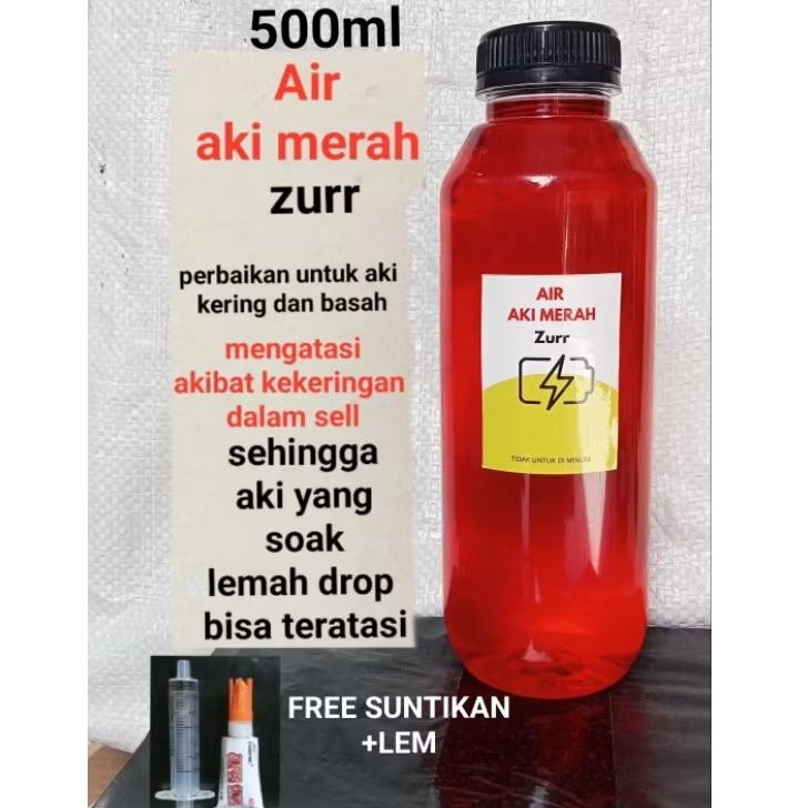 Jual Air aki merah zurr elektrolit 500ml | Shopee Indonesia