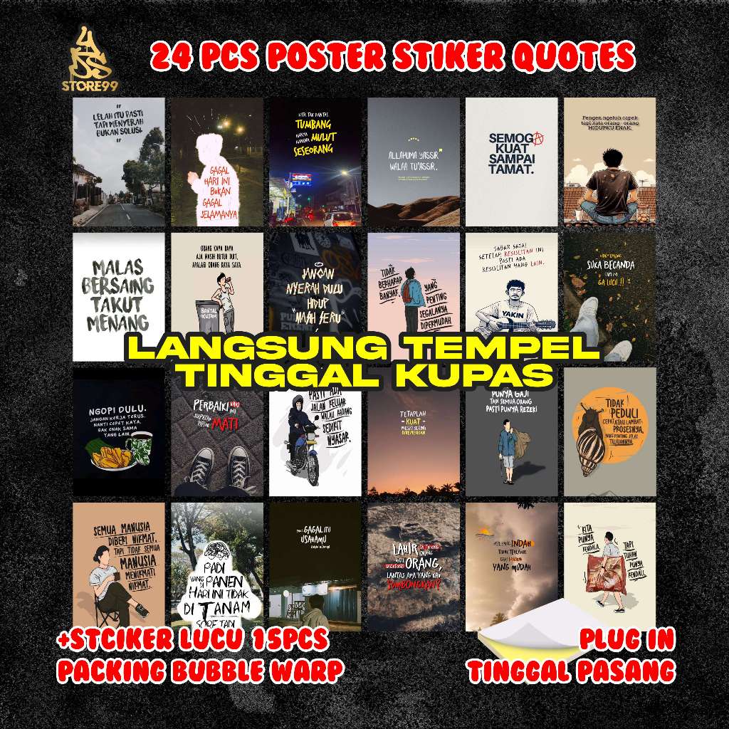 Jual Poster Kata Kata Motivasi - Ukuran A5 - 24 Lembar - Tinggal Tempel ...