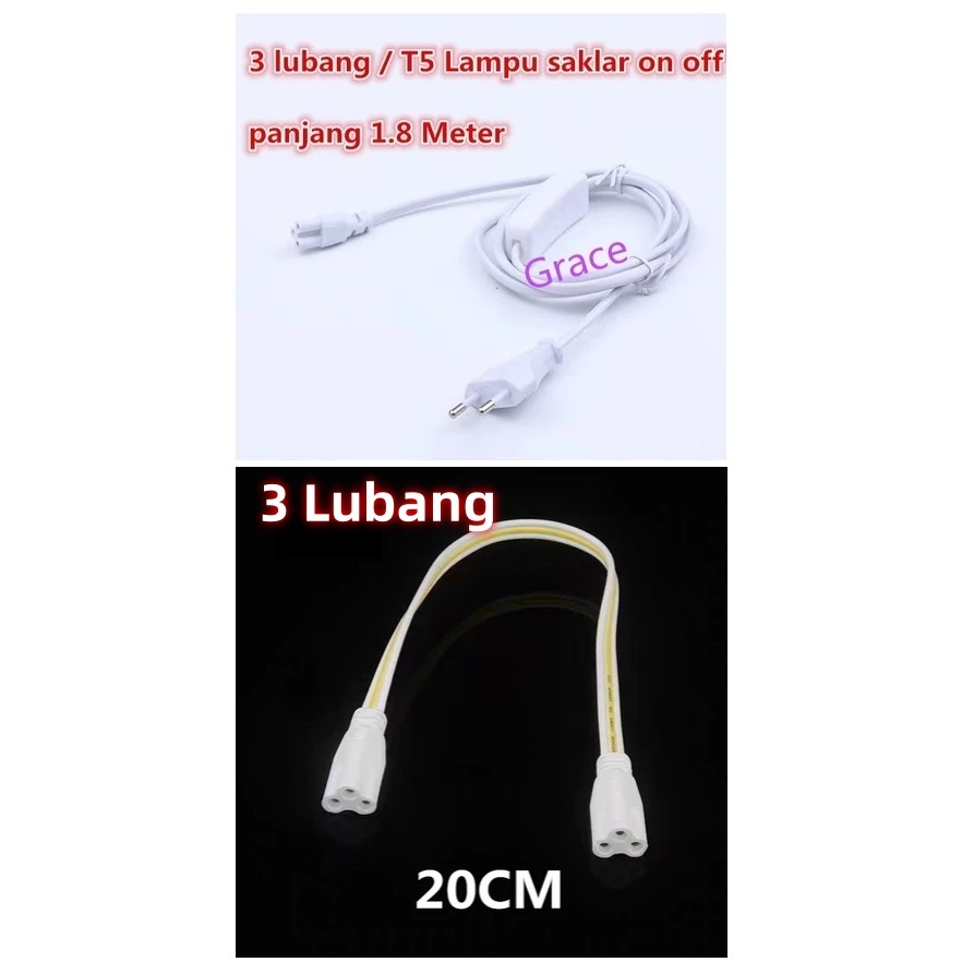 Jual kabel power/3 lubang/T8/T5 lampu sakalr on off /3 lubang kabel ...