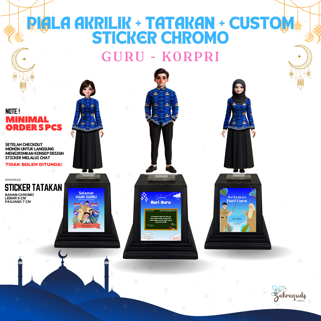 Jual Piala Akrilik GURU Guru Korpri Sekolah PNS + Custom Sticker ...