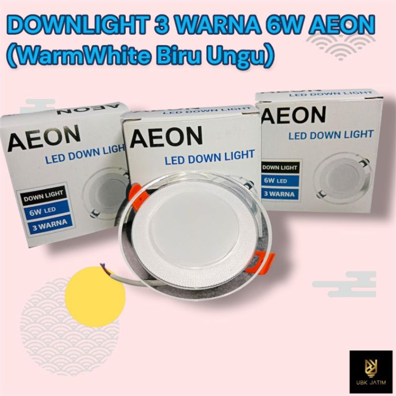 Jual LAMPU DOWNLIGHT 3 WARNA 6W 7W (Warm Biru Ungu) (Putih Warm Kuning) | Shopee Indonesia