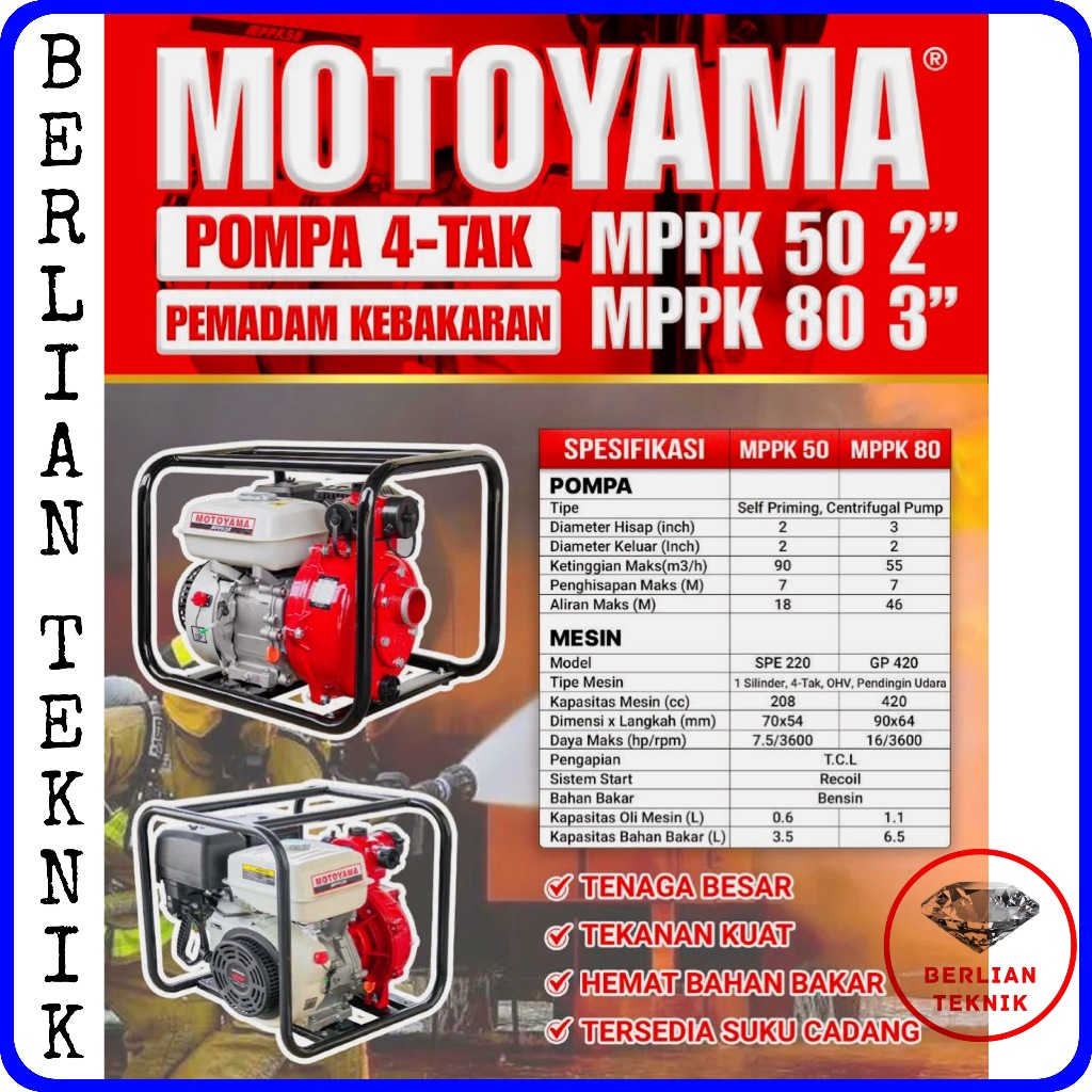 Jual Engine Fire Pump Pompa Pemadam Bensin Motoyama MPPK 50 / 2 Inch ...