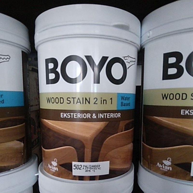 Jual Boyo woodstain 2 in 1 waterbase 1 liter cat kayu politur boyo ...