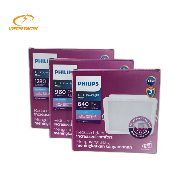 Jual lampu downlight kotak Meson Philips 9W 13W 17W 6500k Putih ...