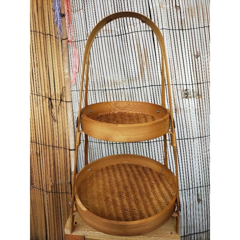 Jual Rak bumbu bulat - rak 2 susun - rak anyaman - rak bambu rotan ...