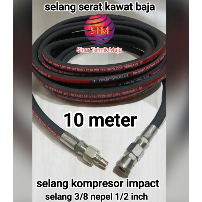 Jual selang angin selang kompresor impact selang 3/8 serat kawat baja ...