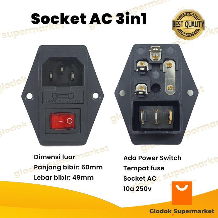 Jual Socket AC 3 in 1 Saklar Fuse Holder Switch 250V AC 10A | Shopee ...