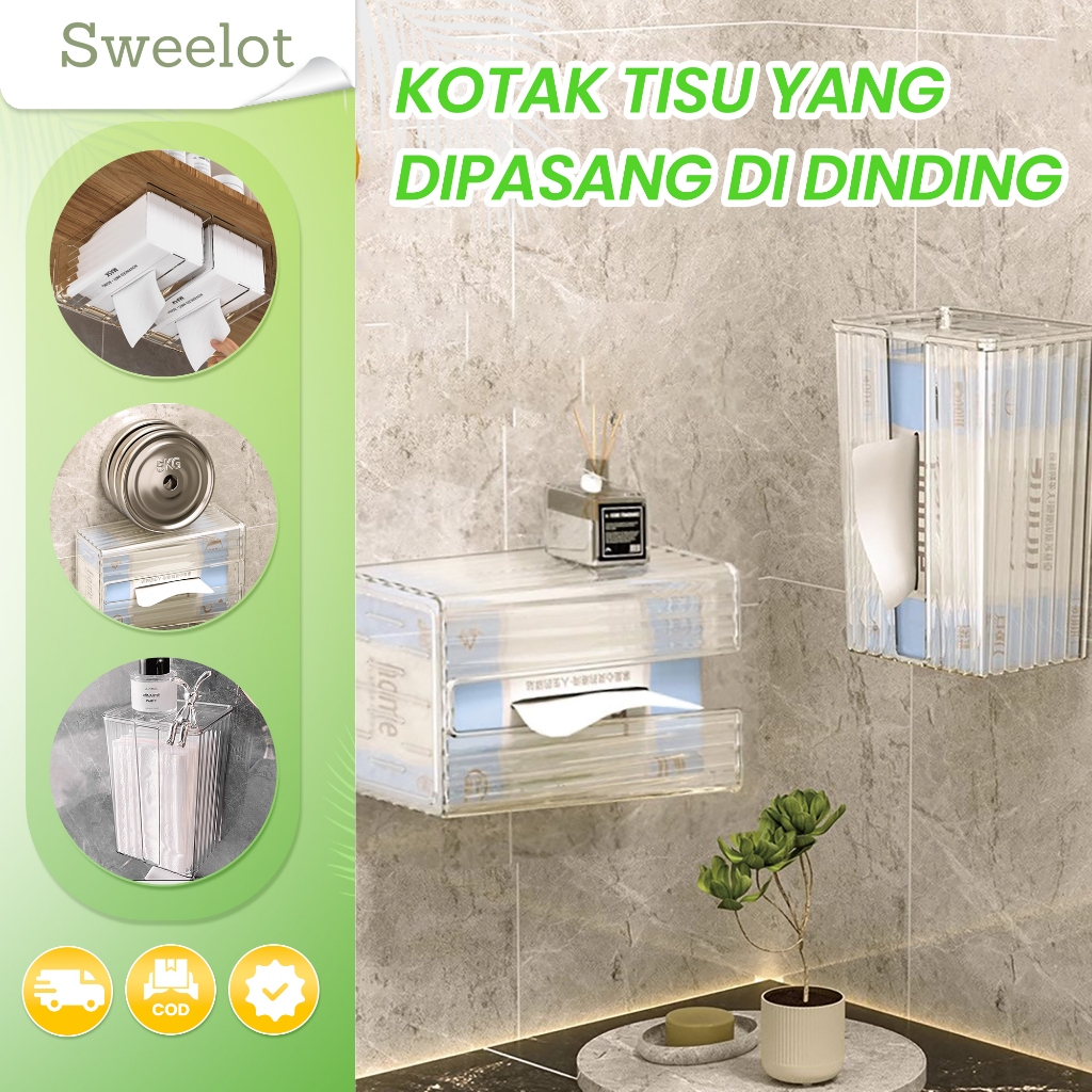 Jual Kotak tisu yang dipasang di dinding tanpa lubang penyimpanan tisu ...