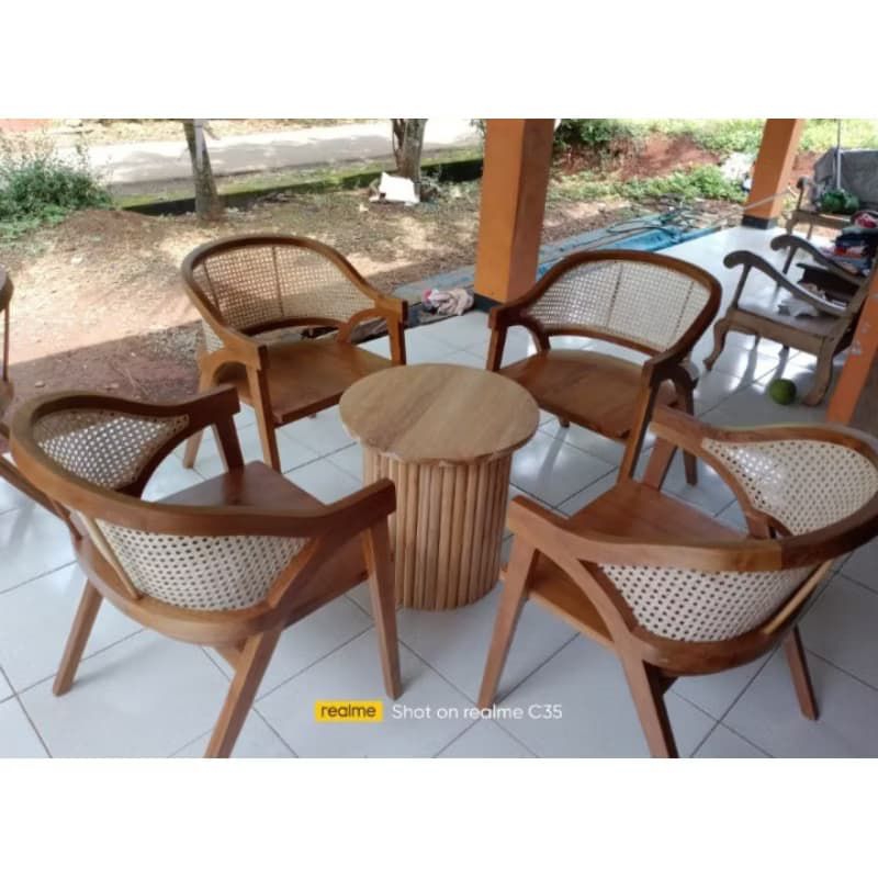 Jual set kursi rotan retro set kursi makan rotan kursi tamu rotan minimalis | Shopee Indonesia