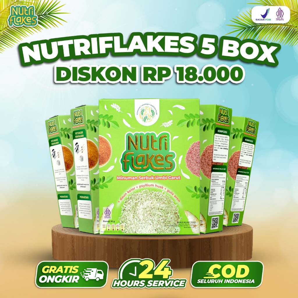 Jual Nutriflakes Sereal Umbi Garut Asam Lambung - Ampuh Mengatasi Asam Lambung Gerd, Maag 5 Box ...