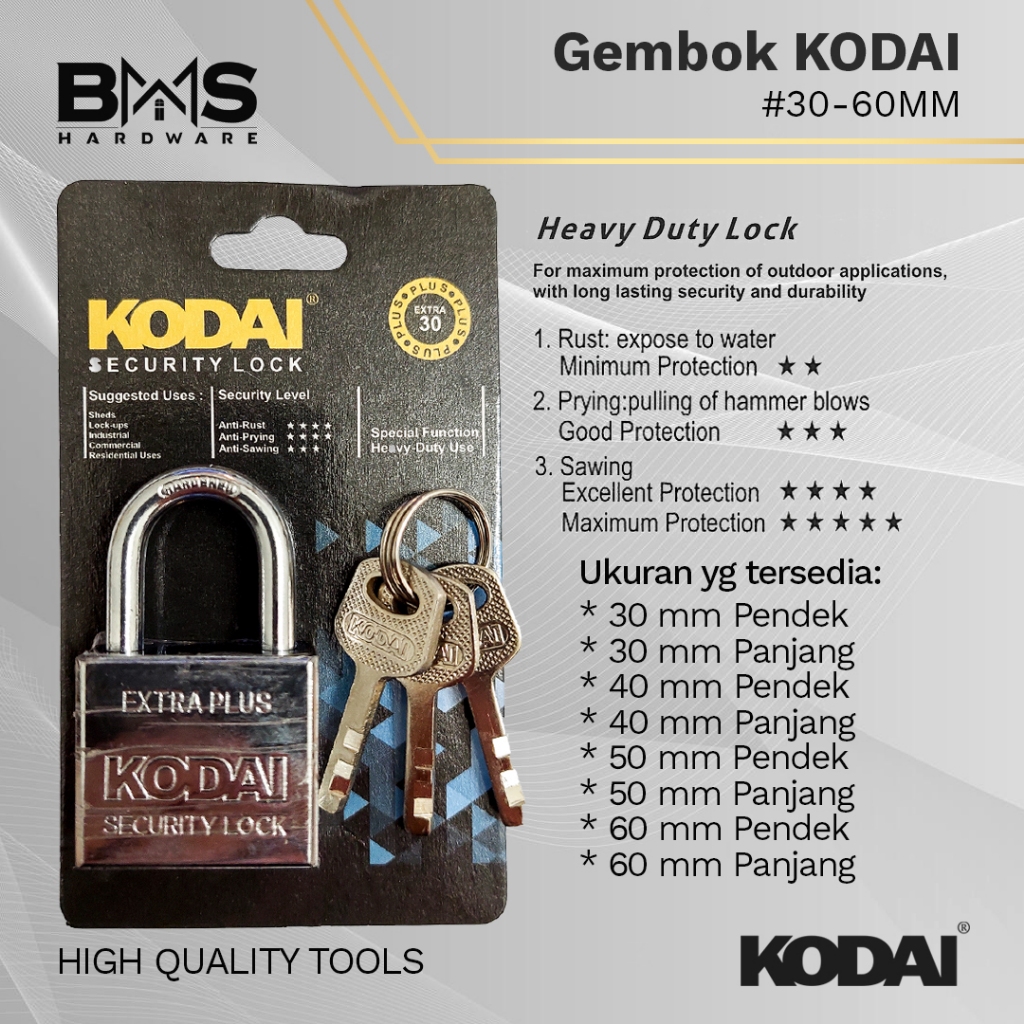 Jual (6 PCS) Gembok Security Lock Short/Pendek atau Long/Panjang KODAI ...