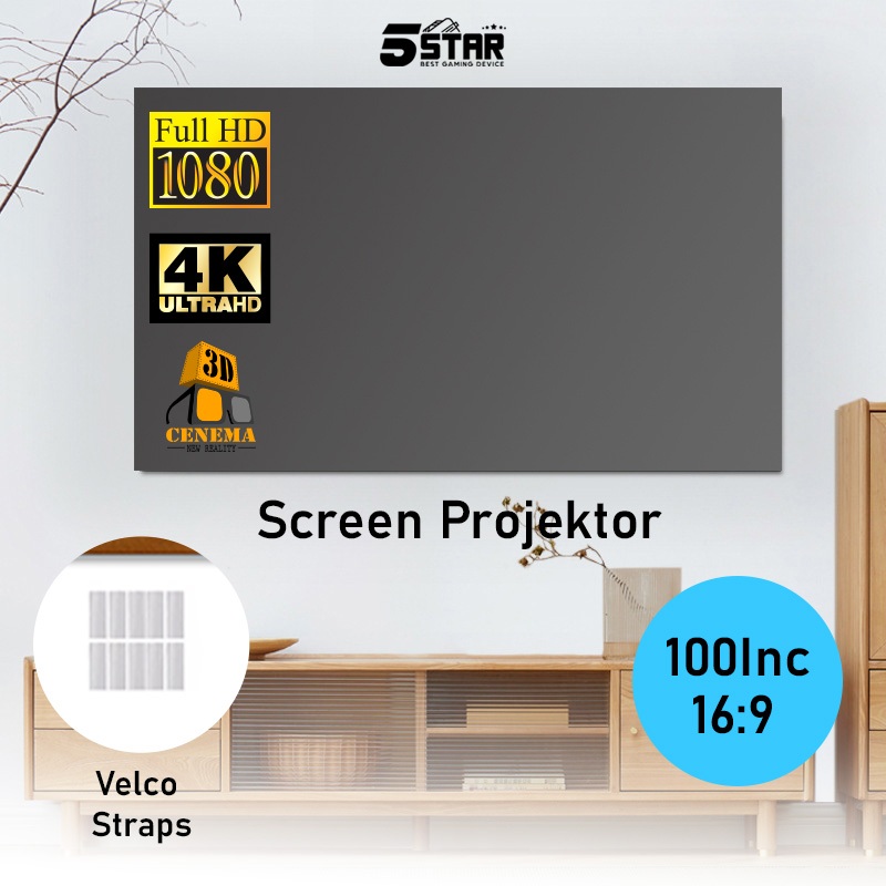 Jual 5Star Kain Layar Proyektor 4K HD Anti-light Ambient Screen ...