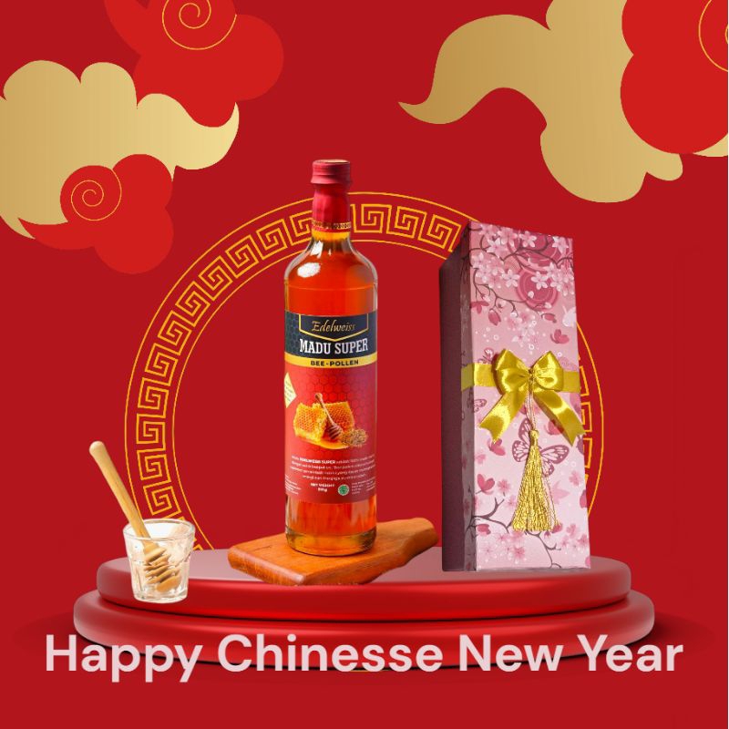 Jual madu edelweiss hampers imlek lunar new Year hardbox free kartu ...