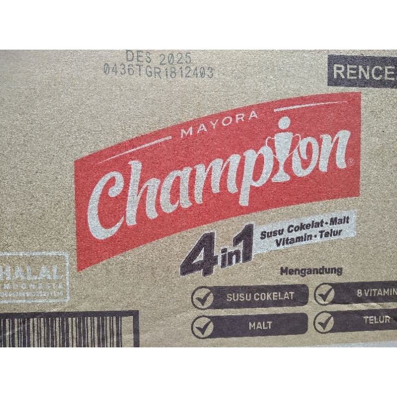 Jual Mayora Champion Susu Cokelat Malt Vitamin Telur 4in1 exp des 2025 ...