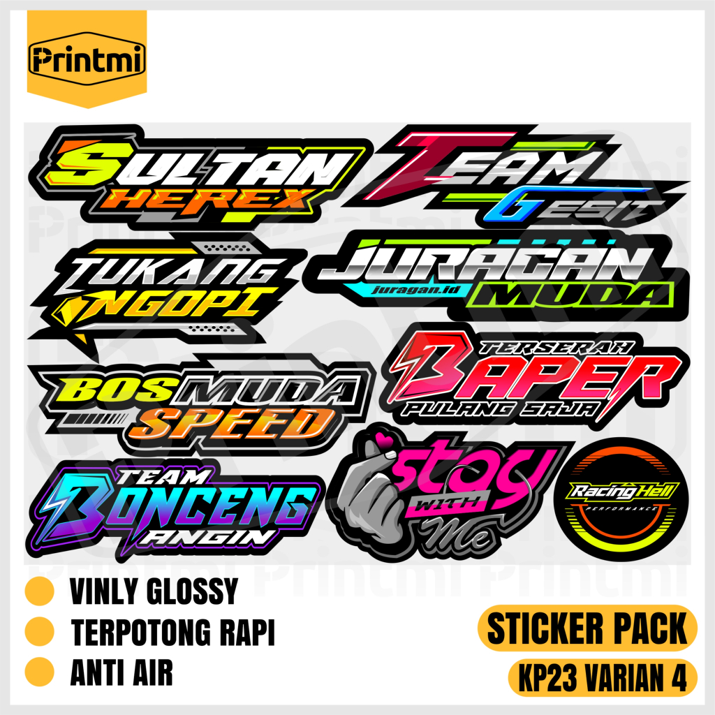 Jual Sticker Stiker Helm Racing Kata Kata Pack Sponsor Motor Mobil Laptop HP Sepeda Viral Lucu ...