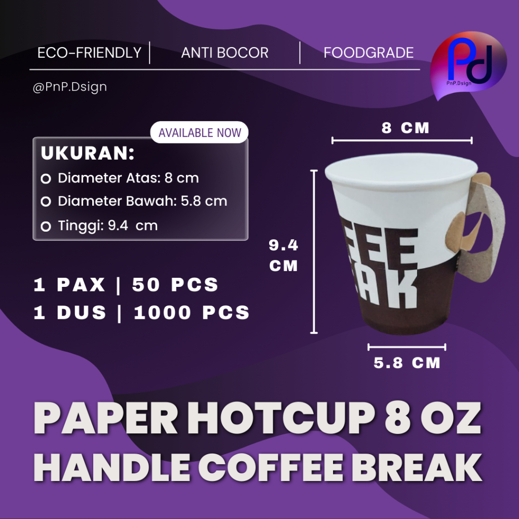 Jual Paper Hot Cup Gelas Kertas 8 oz 240 ml HANDLE Coffee Break isi 50 pcs | Shopee Indonesia