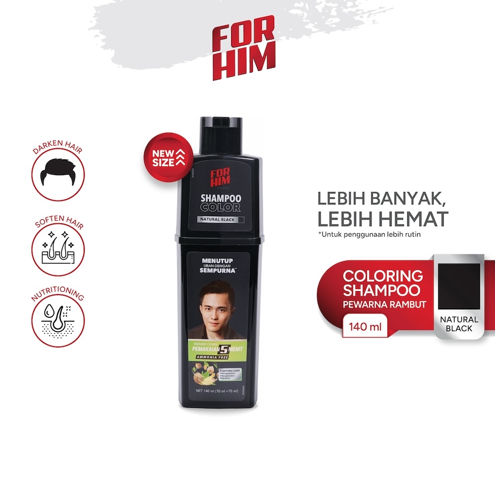 Jual For Him Shampoo Color - Black / For Him Shampoo Color Pewarna ...