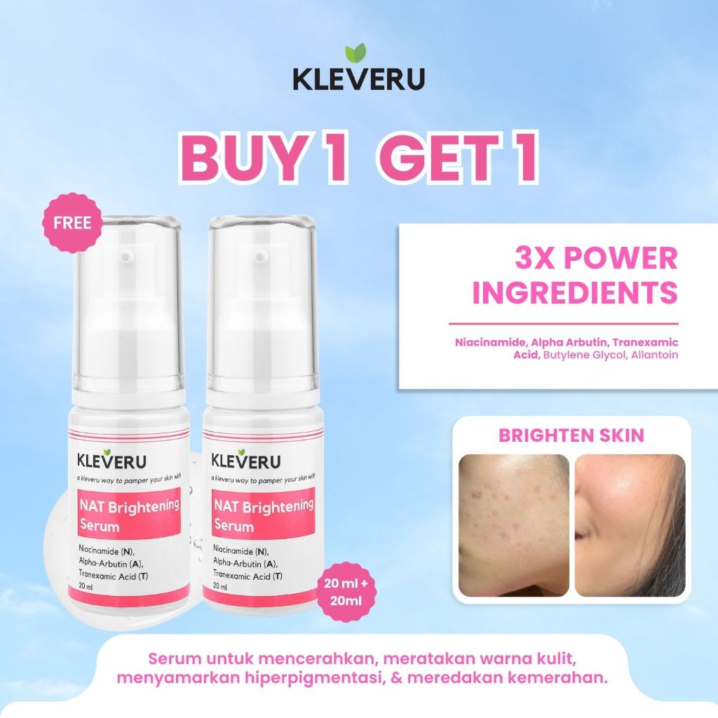 Jual BUY 1 GET 1 KLEVERU NAT Brightening Serum ( Niacinamide, Alpha ...