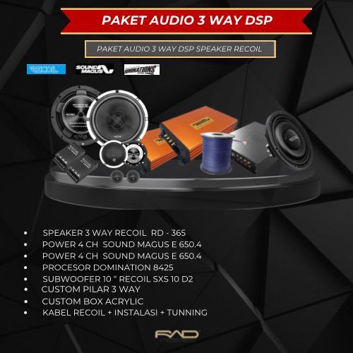 Jual Paket Audio Mobil 3 Way DSP Recoil Sound Magus Full Set – Speaker ...