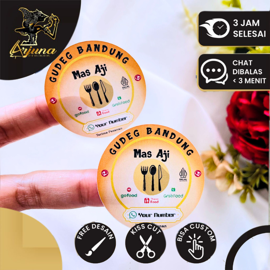Jual 2-4 Arjuna Stiker Cetak Label Makanan Warung Nasi Box Restoran ...