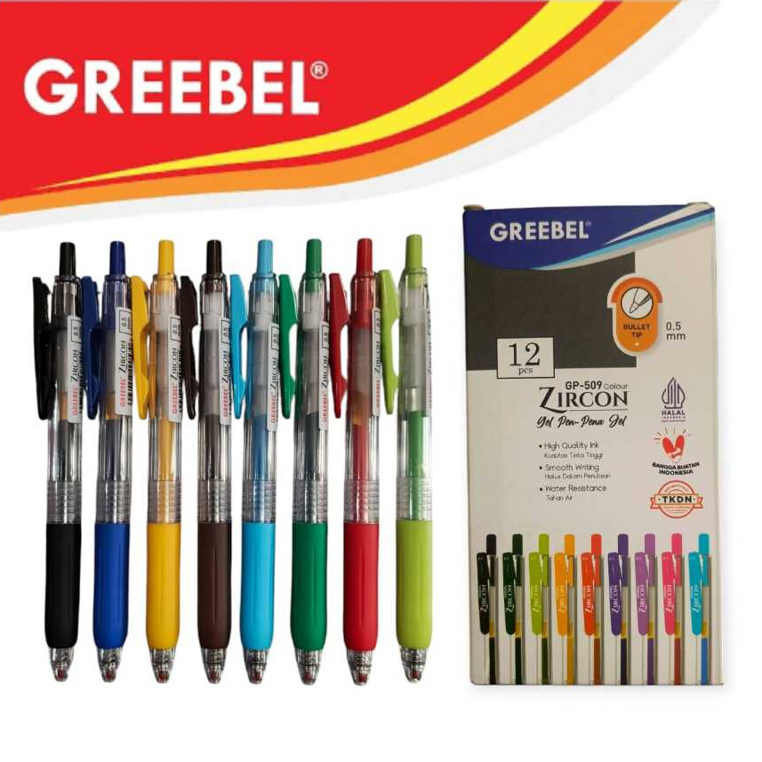 Jual GREEBEL GEL PEN ZIRCON COLOUR GP-509 | PENA JEL WARNA | Shopee ...