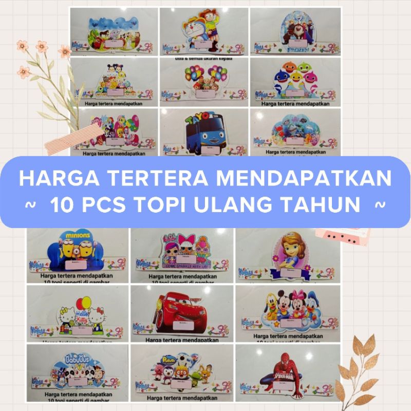 Jual Dapat 10 TOPI ulang tahun Mahkota bisa dipakai anak kecil hingga ...