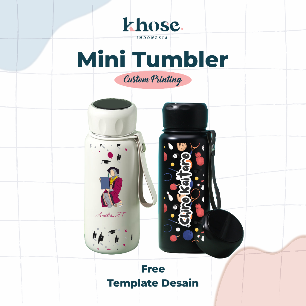 Jual Khose Mini Tumbler 380 ml Custom Printing Cetak UV Full Print Nama ...