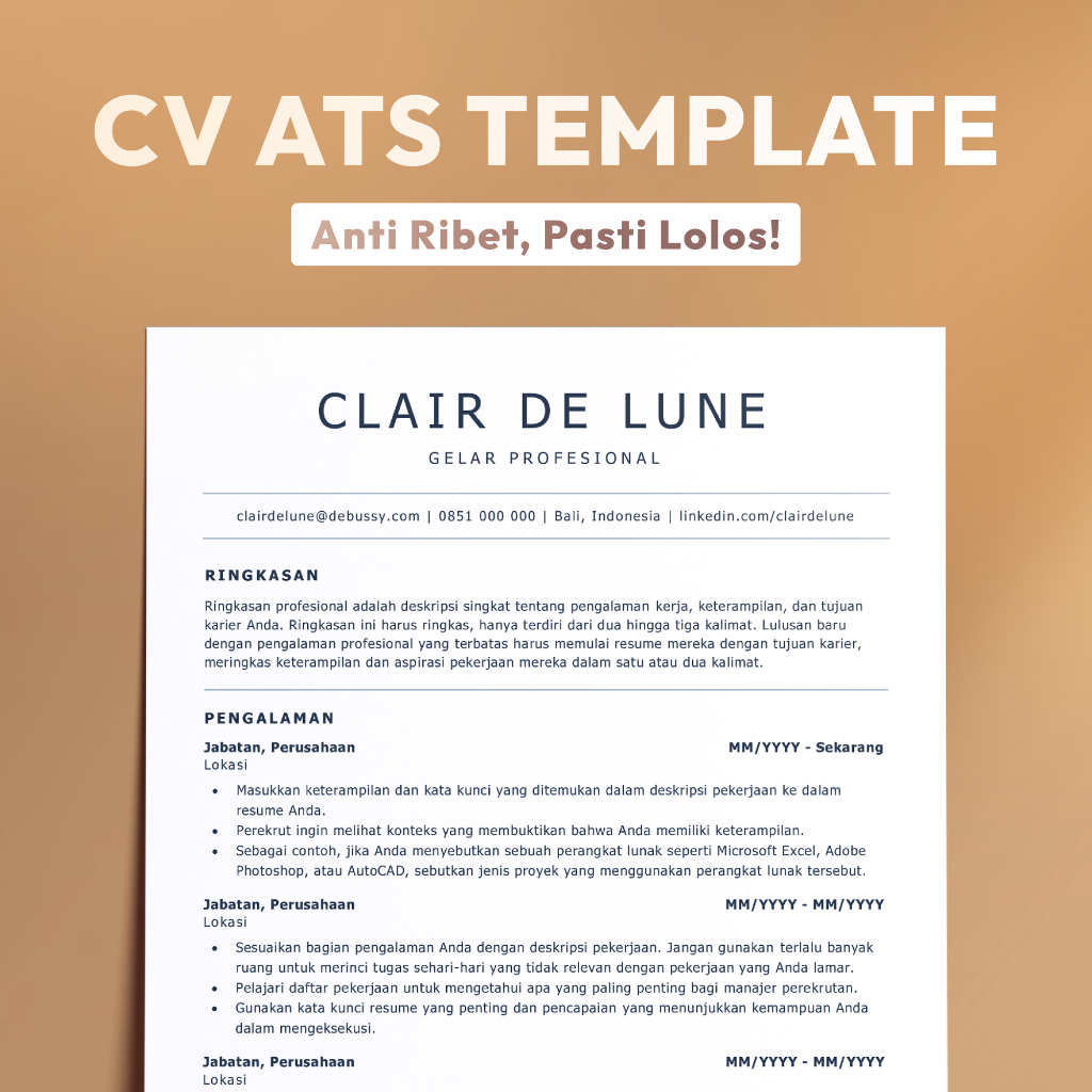 Jual Template CV ATS | Format 1-2 Halaman | Bonus Surat Lamaran ...