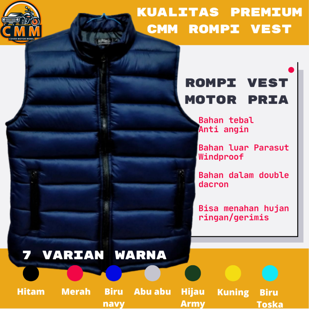 Jual CMM Rompi Vest Motor Gelembung Tebal Pria Wanita Cocok Touring ...