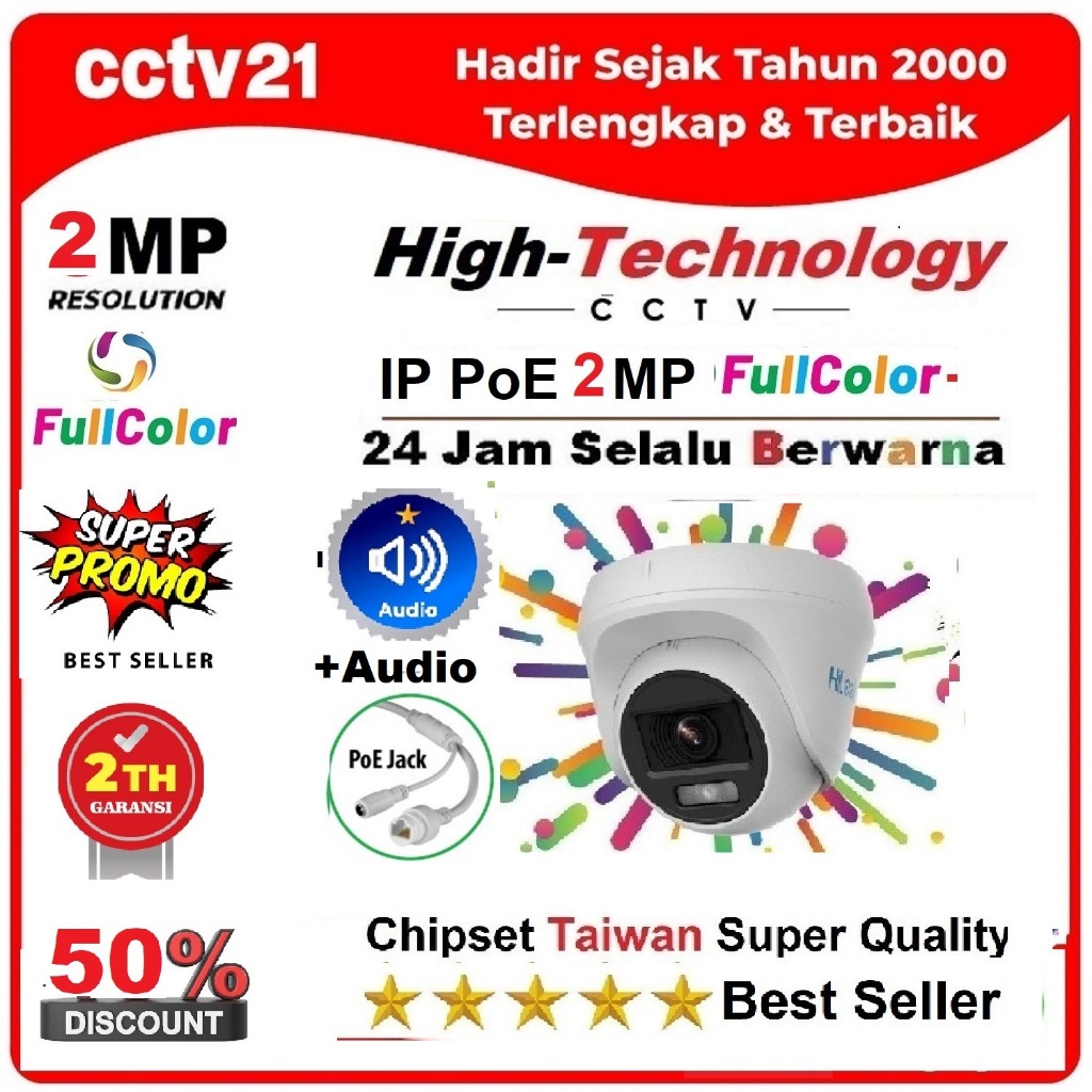 Jual IP Camera Indoor PoE ColorVu+Audio High Technology 2MP Full Color ...