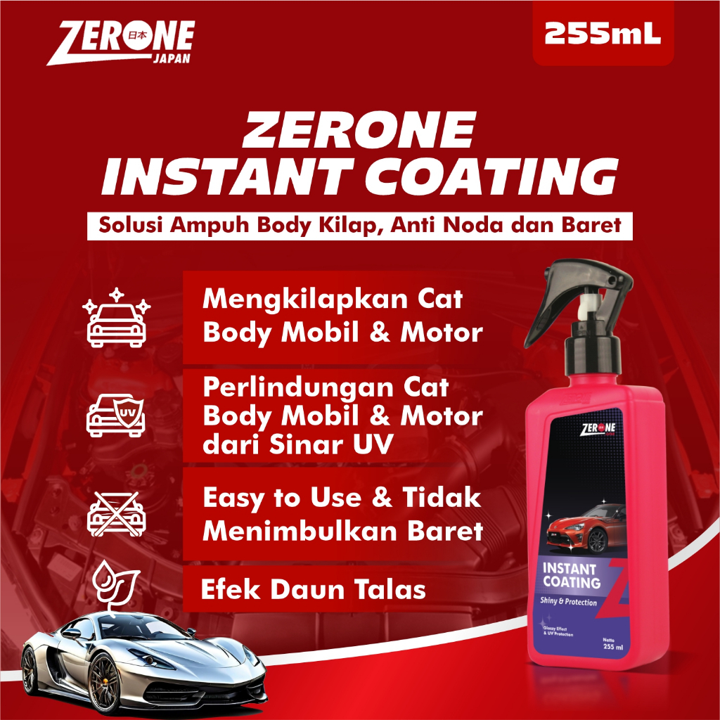 Jual Zerone Instan Coating Kit Pengkilap Body Motor dan Mobil Sealent ...