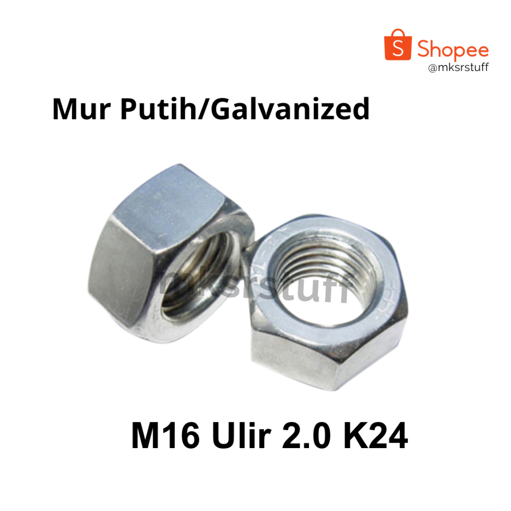 Jual M16 Ulir 2.0 Kunci 24 - Mur Putih / Galvanis | Shopee Indonesia
