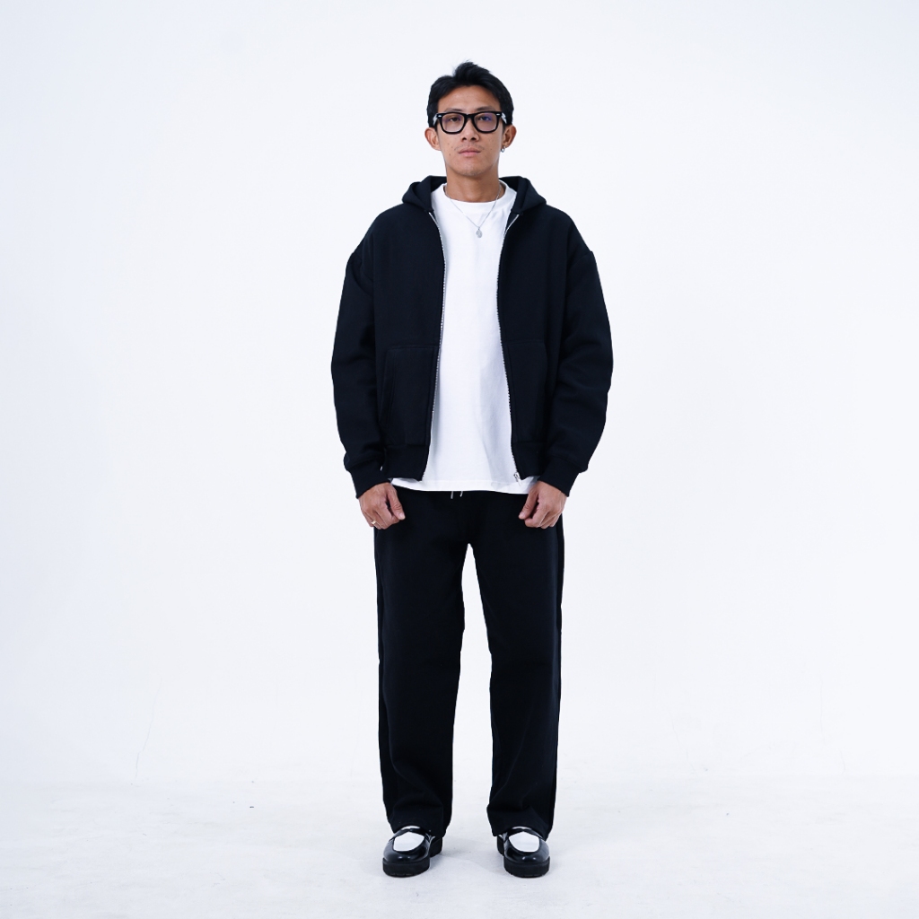 Jual All Around Faded Boxyfit Zip Hoodie Black 330GSM | Shopee Indonesia