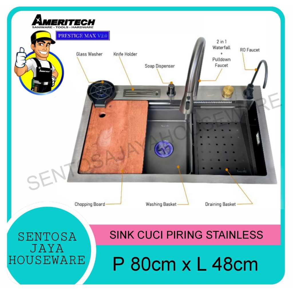 Jual BAK CUCI PIRING 8048 HITAM AMERITECH / KITCHEN SINK RAINFALL ...
