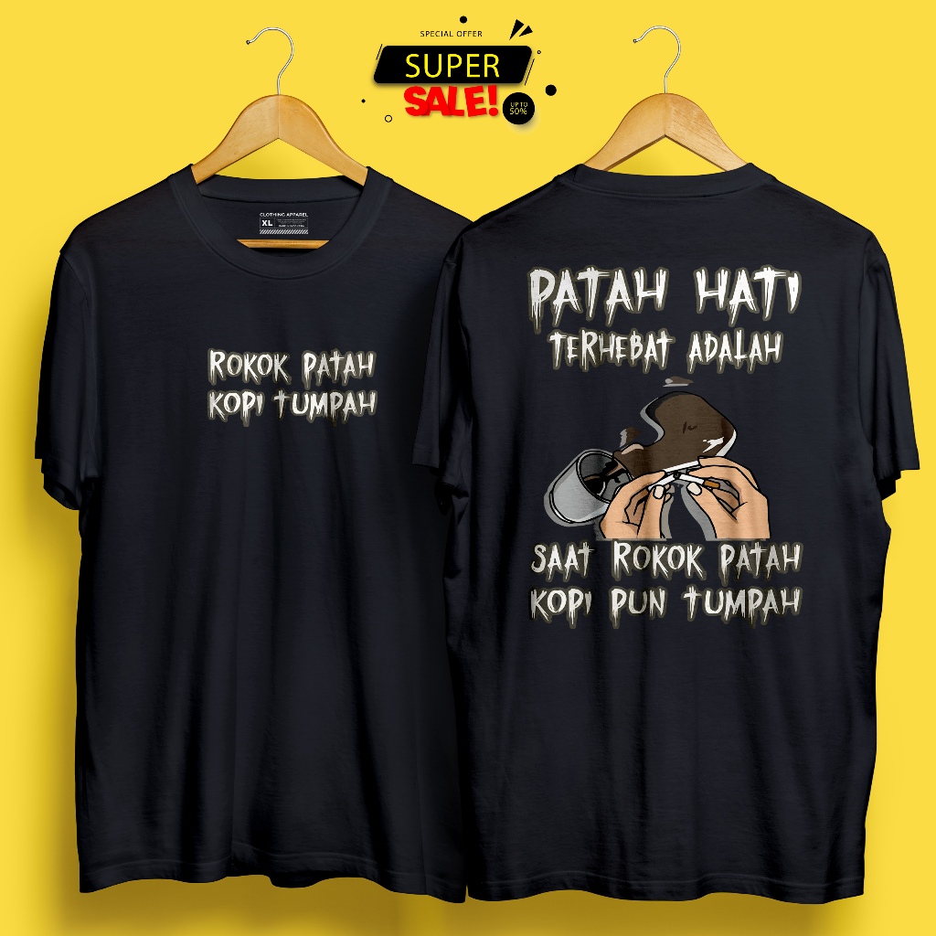 Jual Kaos pria sablon depan belakang motif kata kata tulisan ROKOK ...
